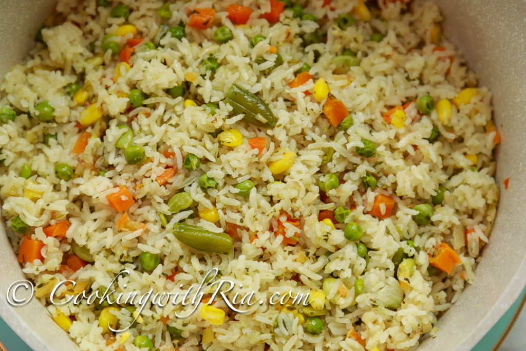Seasoning Rice with Mixed Veggies