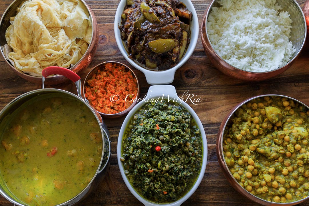 Bhagi with Peas & Ochro (Trinidad-Style Spinach with Pigeon Peas & Okra)