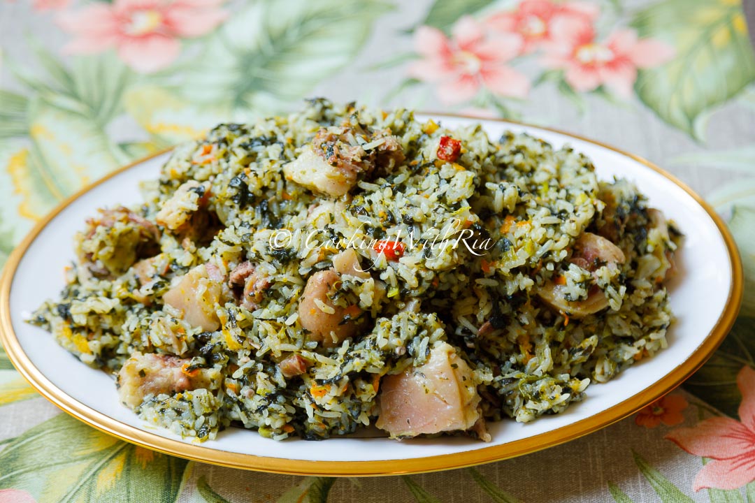 Trinidad Bhagi Rice | Vegetarian, Vegan & Salted Pigtail Version